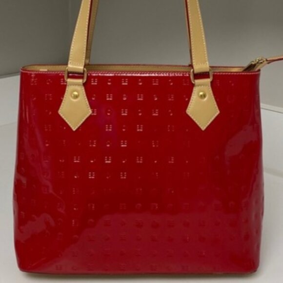 Arcadia | Bags | Arcadia Embossed Patent Leather Tote Red | Poshmark